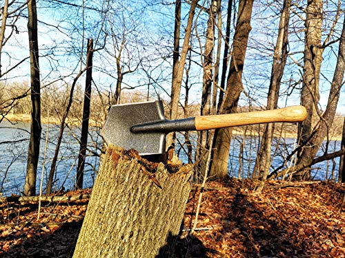Mastiff Gears® Battle Wolf Shovel, Remodeled Sapper Shovel with Hardwood Handle, for Camping, Hiking, Fishing, Self-Defence and Emergency