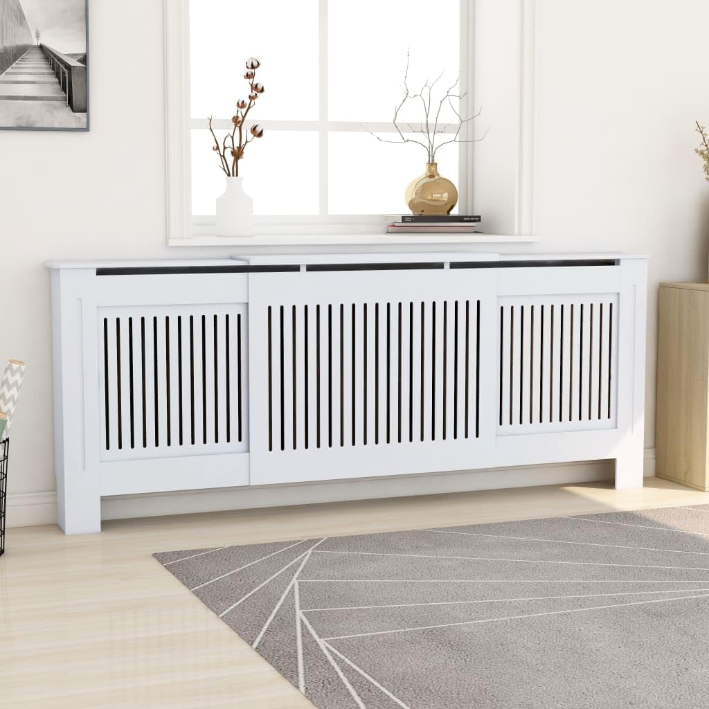 vidaXL Radiator Cover, Radiator Guard for Home Office, Heater Cover for Living Room Decorative, Heating Cabinet Protective Cover, White MDF