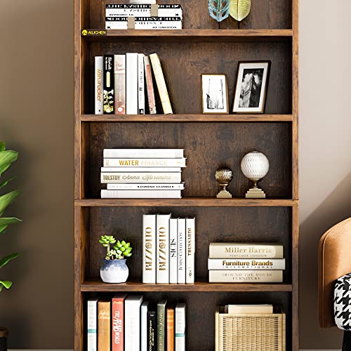 MIN WIN 5-Tier Open Bookcase and Bookshelf, 47.24" Tall Shelf Wood Bookcase with Storage Rack Shelf,Standing Display Shelf Units for Home Office, Living Room, Entryway, Kitchen-Antique