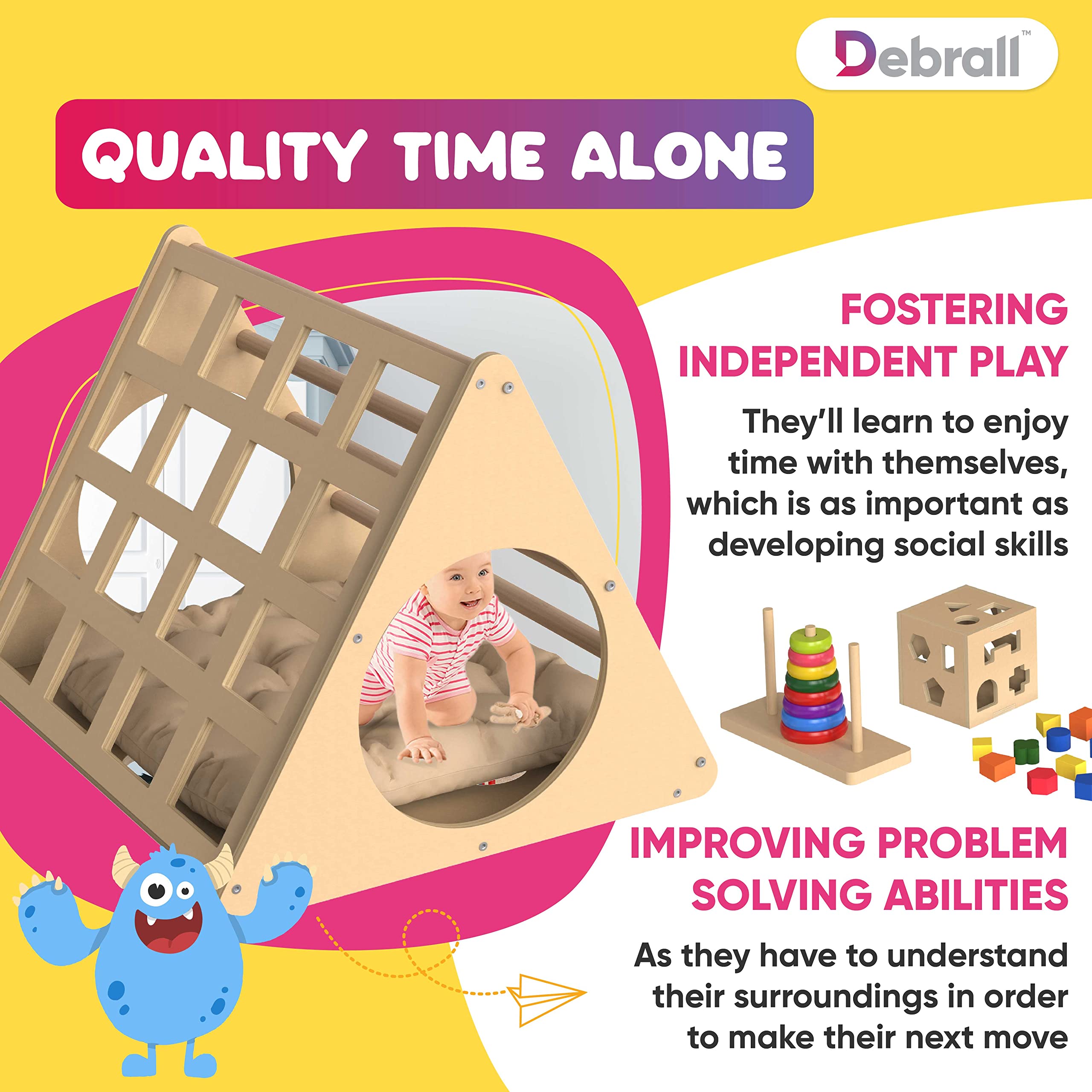 DEBRALL Pikler Triangle β Toddler Climbing Furniture, 1 Piece, Montessori-Based Learning, Foldable Triangle for Kids, Independent Play, 6 Months