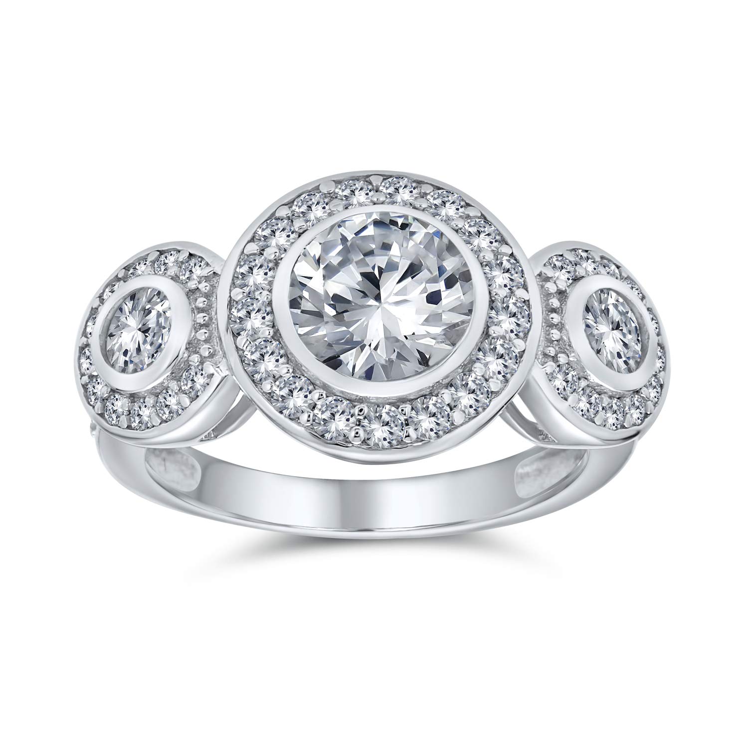 Bling Jewelry Sterling Silver 2 ct CZ Triple Circlet Engagement Ring - Size 7