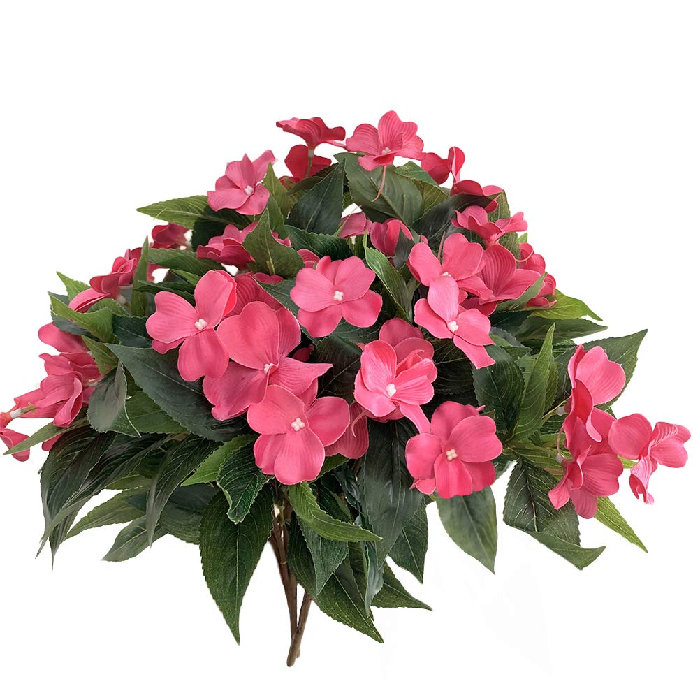Lopkey Artificial Impatiens Bouquet Flower Patio Lawn Garden Wedding Photo Decor (2Pcs),Pink