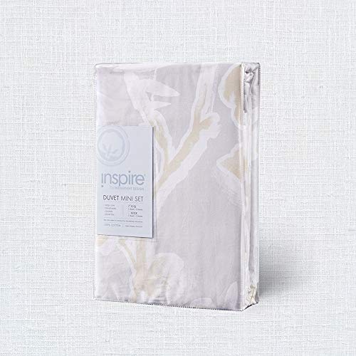 INTELLIGENT DESIGN Reversible 100% Cotton Sateen Duvet - Breathable Comforter Cover, Modern All Season Bedding Set with Sham (Insert Excluded), Tanet, Flower Grey King/Cal King(104"x90")