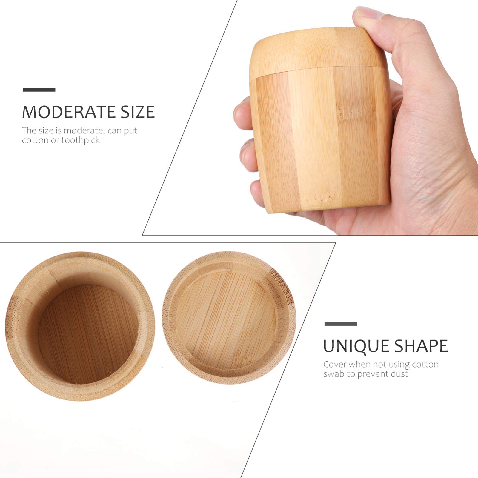 DOITOOL Bamboo Toothpick Dispenser Toothpick Boxes Decorative Toothpick Jar Fruit Picks Cotton Swabs Container for Home Restaurant Hotel Random