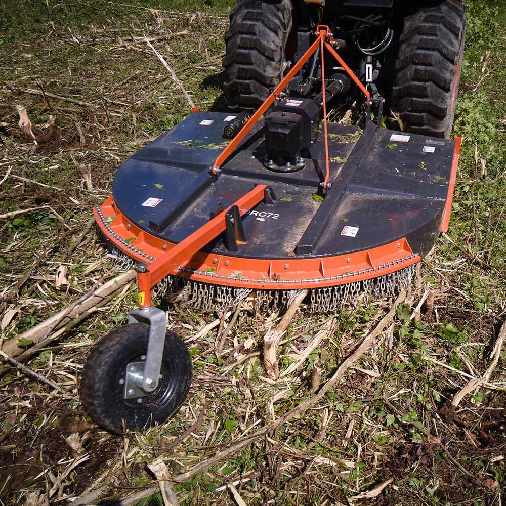 Titan Attachments 5 FT PRO Series Rotary Cutter, for Cat 1 Tractors with Rear 3 Point Hitch, Cast Iron Gear Box with Slip Clutch PTO Shaft, Brush Cutter Attachment, Mulches with Rear Discharge