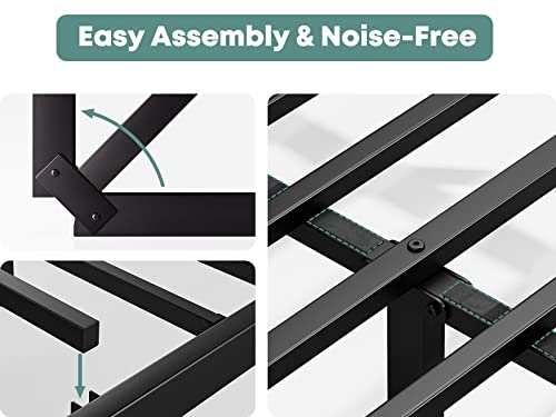 FSCHOS Full-Size-Bed-Frame-with-Headboard and Footboard, 18 Inch Metal Platform , Premium Steel Heavy Duty Bed Frame Full No Box Spring Needed, Easy Assembly, Black