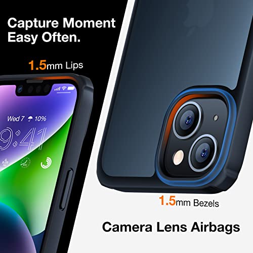 TORRAS MarsClimber Designed for iPhone 13 Case/iPhone 14 Case, [3 Stand Ways] [8FT Military Grade Shockproof] Translucent Matte Thin Slim Phone Case for iPhone 14/ iPhone 13 with Stand, Black