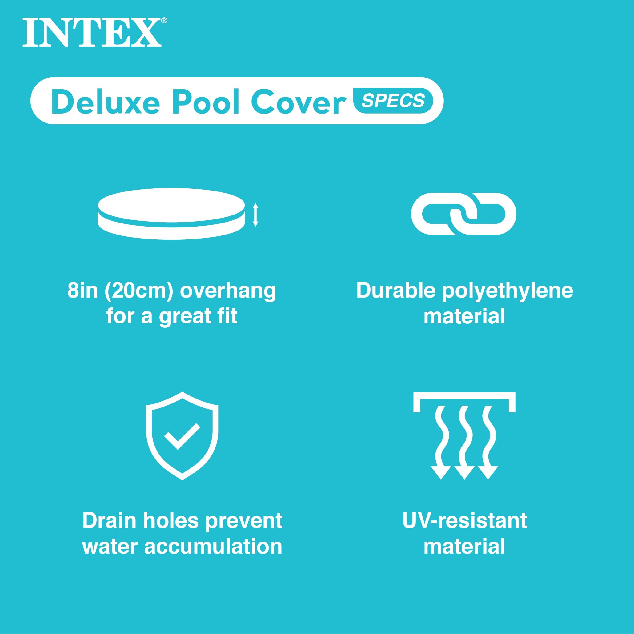 INTEX 28041E Deluxe Pool Cover: for 18ft Round Ultra XTR Pools β Includes Rope Tie β UV-Resistant β 8in Overhang β Snug Fit