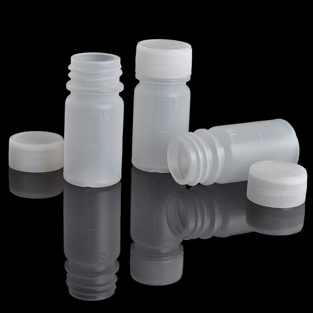 GDGY PE Plastic Empty Small Mouth Graduated Lab Chemical Container Reagent Bottle Sample Sealing Liquid Medicine Bottle (100pcs 10ml, 0.33)