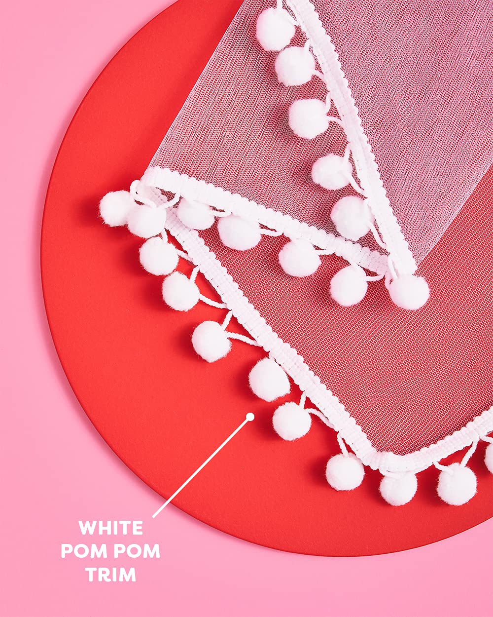 xo, Fetti Bachelorette Party Decorations Veil - White Flower Pom Pom Veil | Bridal Shower | Bride to Be Gift + Engagement Decorations