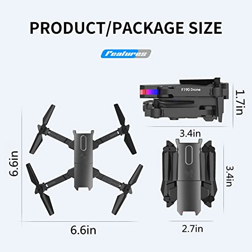 Mini Drone with Dual 4k Hd FPV Camera Remote Control Toys Gifts for Boys Girls with Altitude Hold Headless Mode 1-Key Start Speed Adjustment with 3-Battery (Black)