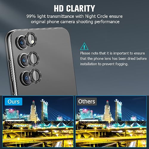 OuYteu [3+2Pcs]*2 Pack For Samsung Galaxy S23/S23 Plus Camera Lens Protector, 9H Tempered Glass Camera Cover Screen Protector Metal Separate Ring For S23/S23 Plus 5G 2023 [Mounting Tray]