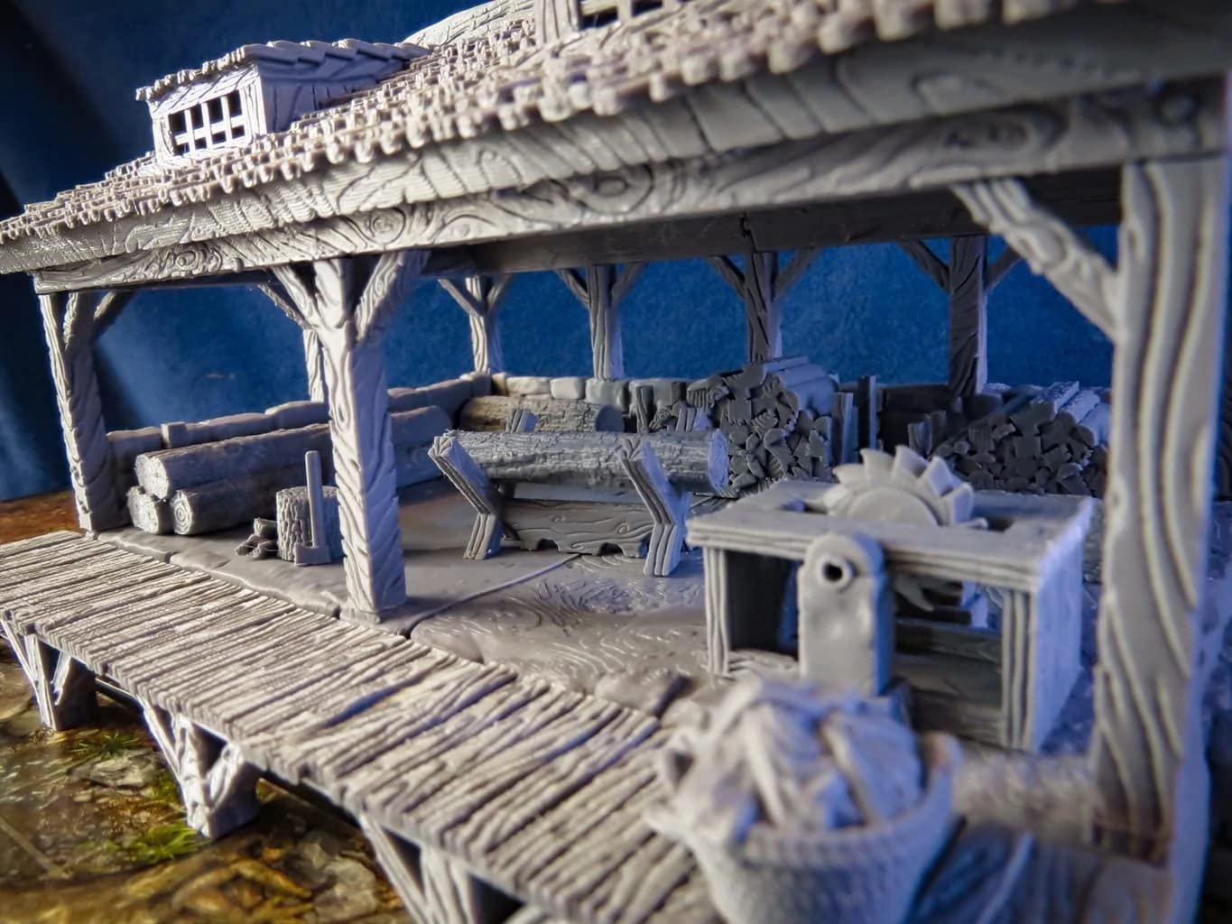 Washhouse and Woodcutter 28mm Scale Building for Medieval and Fantasy Village, DND Terrain 28mm for Dungeons and Dragons, D&D, Pathfinder, RPG, Age of Sigmar, Tabletop