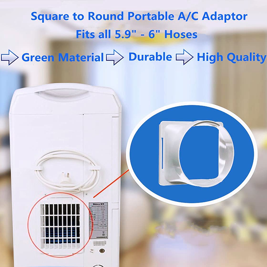 tMebrdkop 5.9 inch / 6 inch Portable Air Conditioner Exhaust Hose Coupler Square,Air Conditioning Accessories & Parts Window Adapter