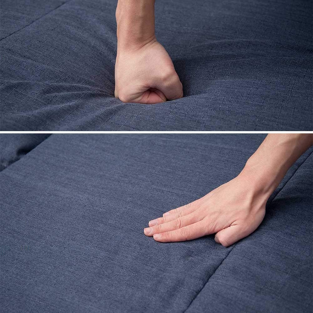 Harper & Bright Designs Floor Sofa Adjustable Lazy Sofa Bed, Foldable Mattress Futon Couch Bed, Navy Blue