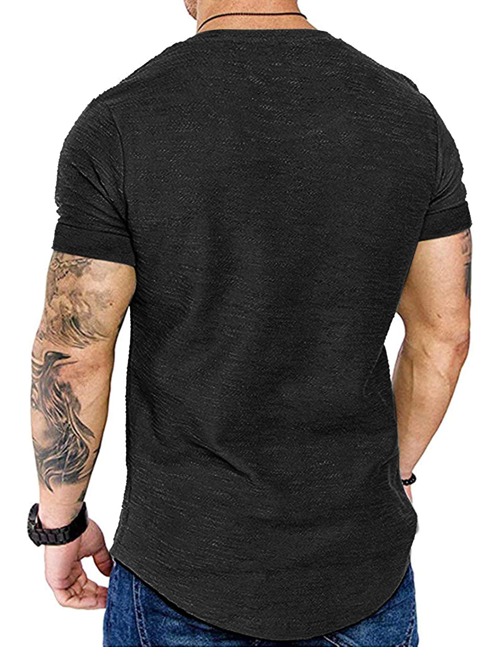 COOFANDY Men Muscle Workout T Shirt Gym Bodybuilding Active Short Sleeve Tee Top Black