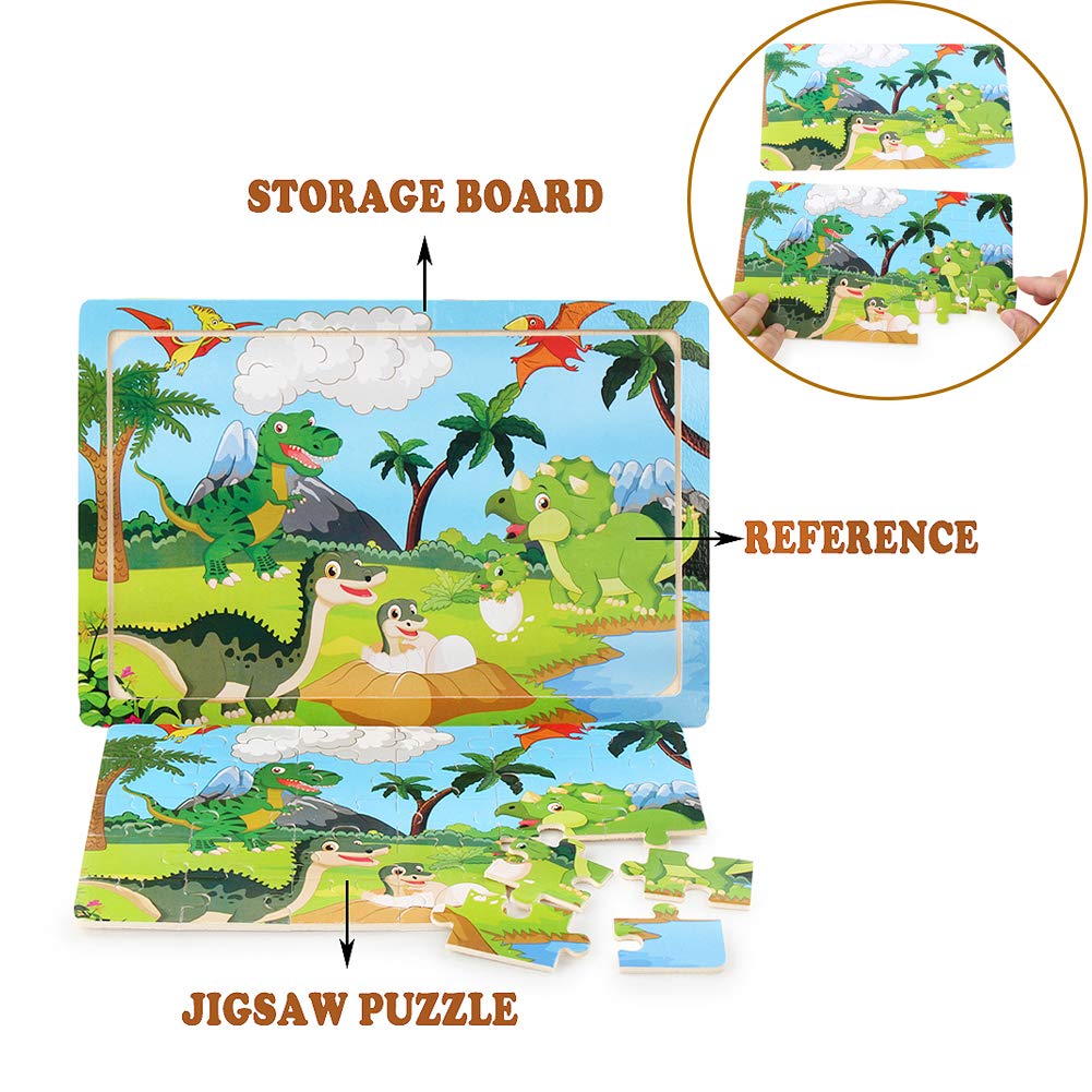 Puzzles for Kids Ages 3-5, 6 Pack Wooden Jigsaw Puzzles for Toddlers 30 Pieces Preschool Educational Learning Toys Set for Boys and Girls