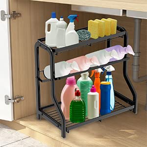 Cabinet Storage Shelf Organizer Rack, Heavy Duty Cupboard Stand Spice Rack Adjustable Height Pantry Garage Shelf Space Riser for Counter Kitchen and Bathroom Organization