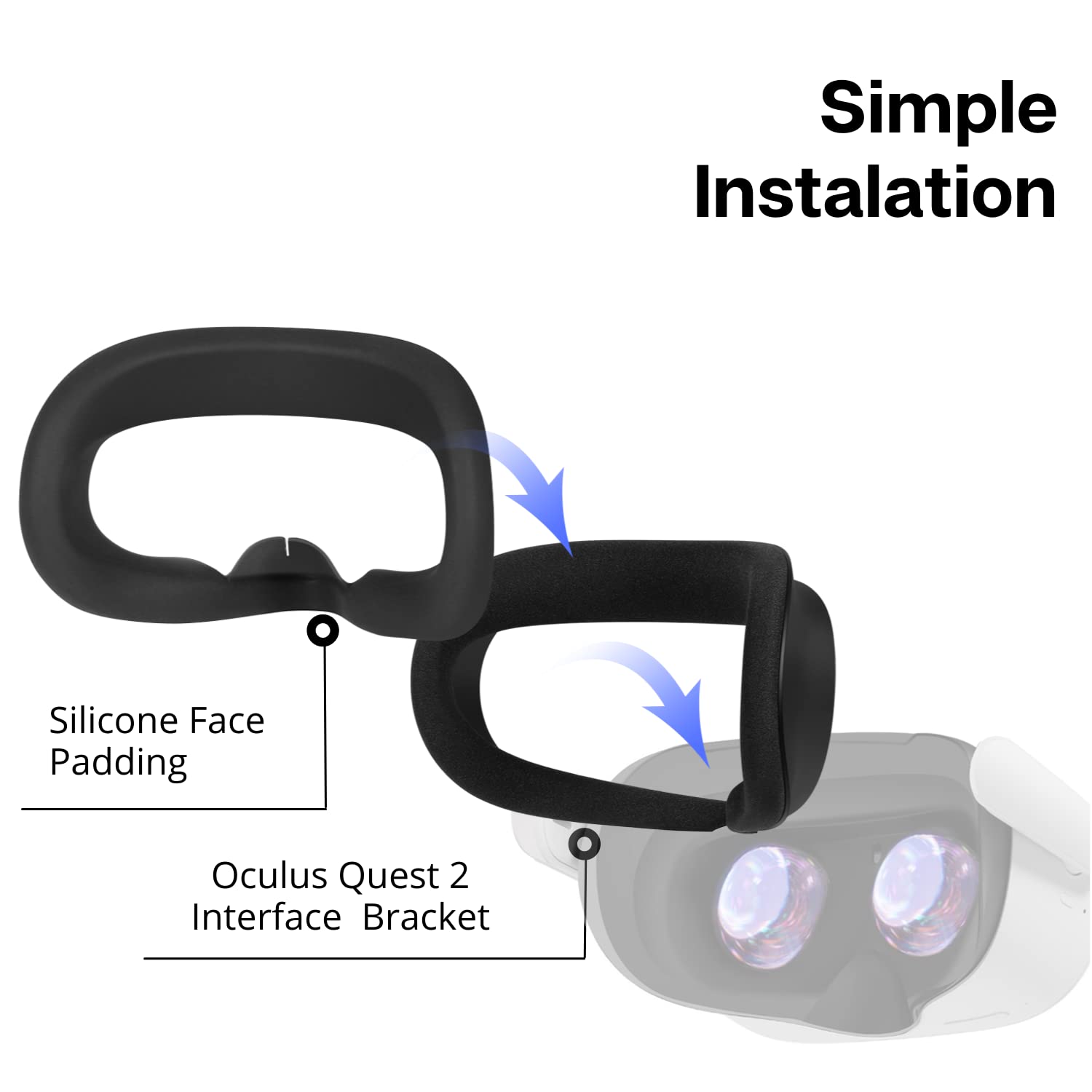 TNP Silicone Cover Set for Oculus Quest 2 Meta Quest 2 Controller Protector Black 3 in 1 Silicone VR Face Cover, Protective Lens Cover, VR Headset Skin Shell Accessories for Oculus Quest 2