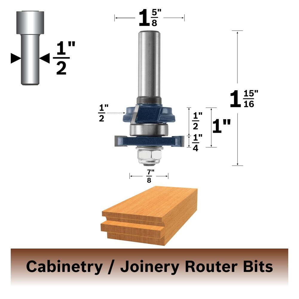 Bosch 85622M Beading Rail Assembly, 3/4 and 7/8 THK Wood, 1-5/8-Inch Diameter, 1/2-Inch Shank, 57/64-Inch Cut Carbide Tipped Router Bit