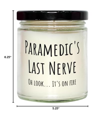 Funny Paramedics Last Nerve Candle Gift for Paramedic Birthday - Vanilla Lavender Scent, 9oz White Candle