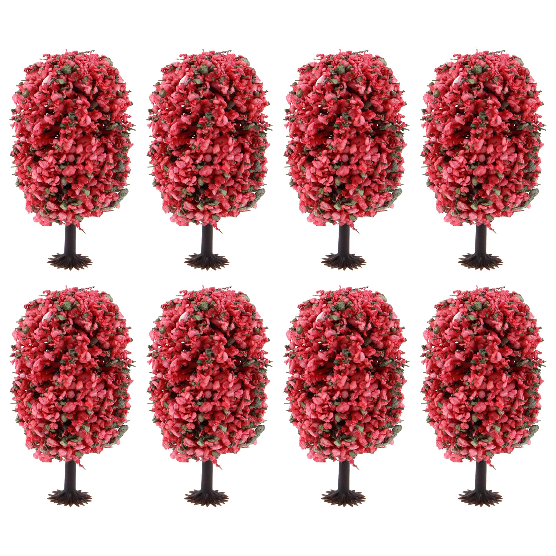 Bitray Model Miniature Trees Plants 2.4-inch Height Pink Model Tree Spring Scenery Plastic Trees for DIY Crafts Building Model -8pcs