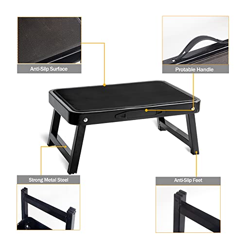 Folding Step Stool, Folding Metal 1- Step Stool 330 lbs, Sturdy Portable Lightweight Step Ladder with No-Slip Feets & Handle by CHEAGO, Black
