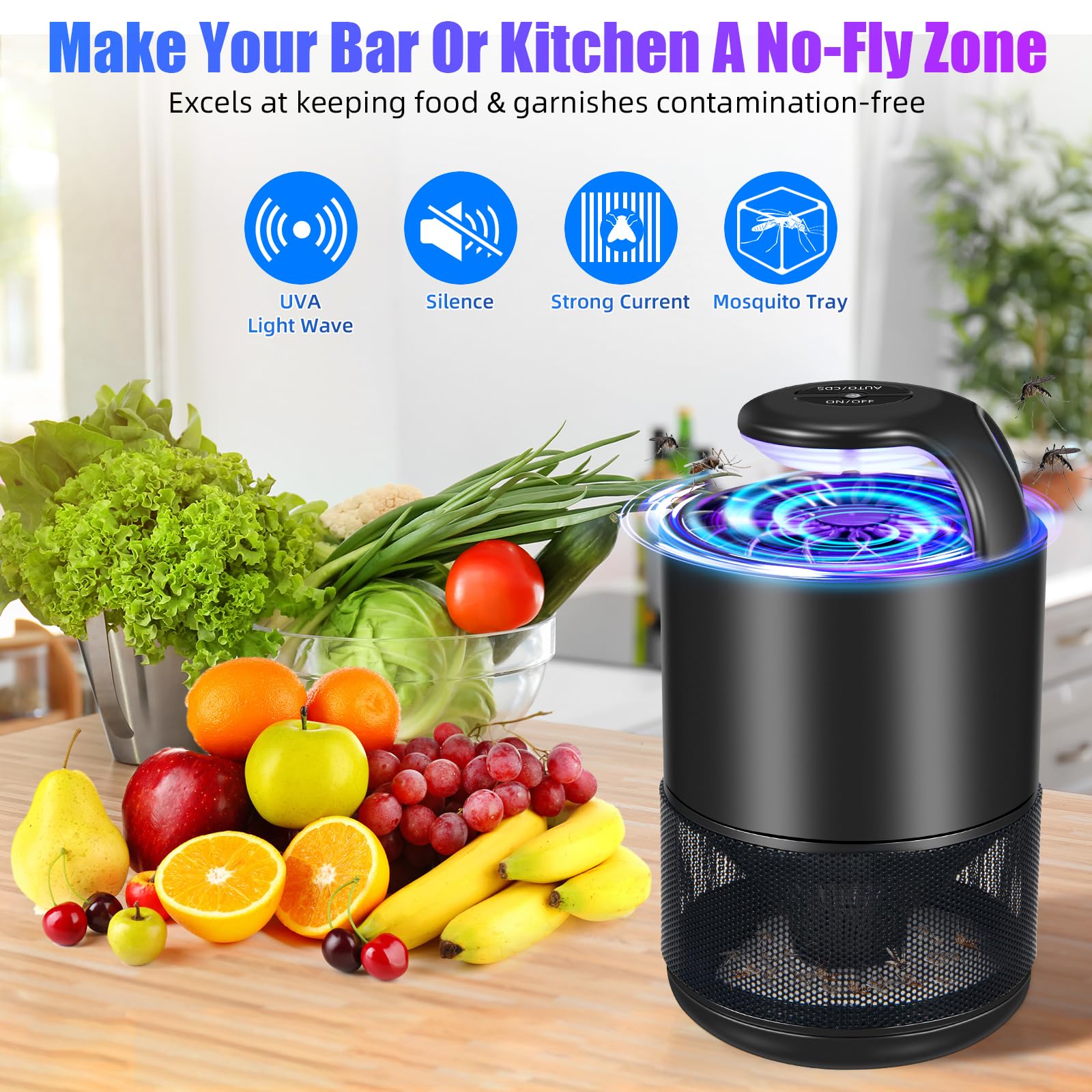 Fly Trap Indoor,Insect Traps Indoor,Automatic Fruit Fly Traps for Indoors Self-Activating Killer for Mosquitos,Gnats,Moths,Fruit Flies for Home,Bug Light Trap Indoor with Suction Bug Light Sticky Glue