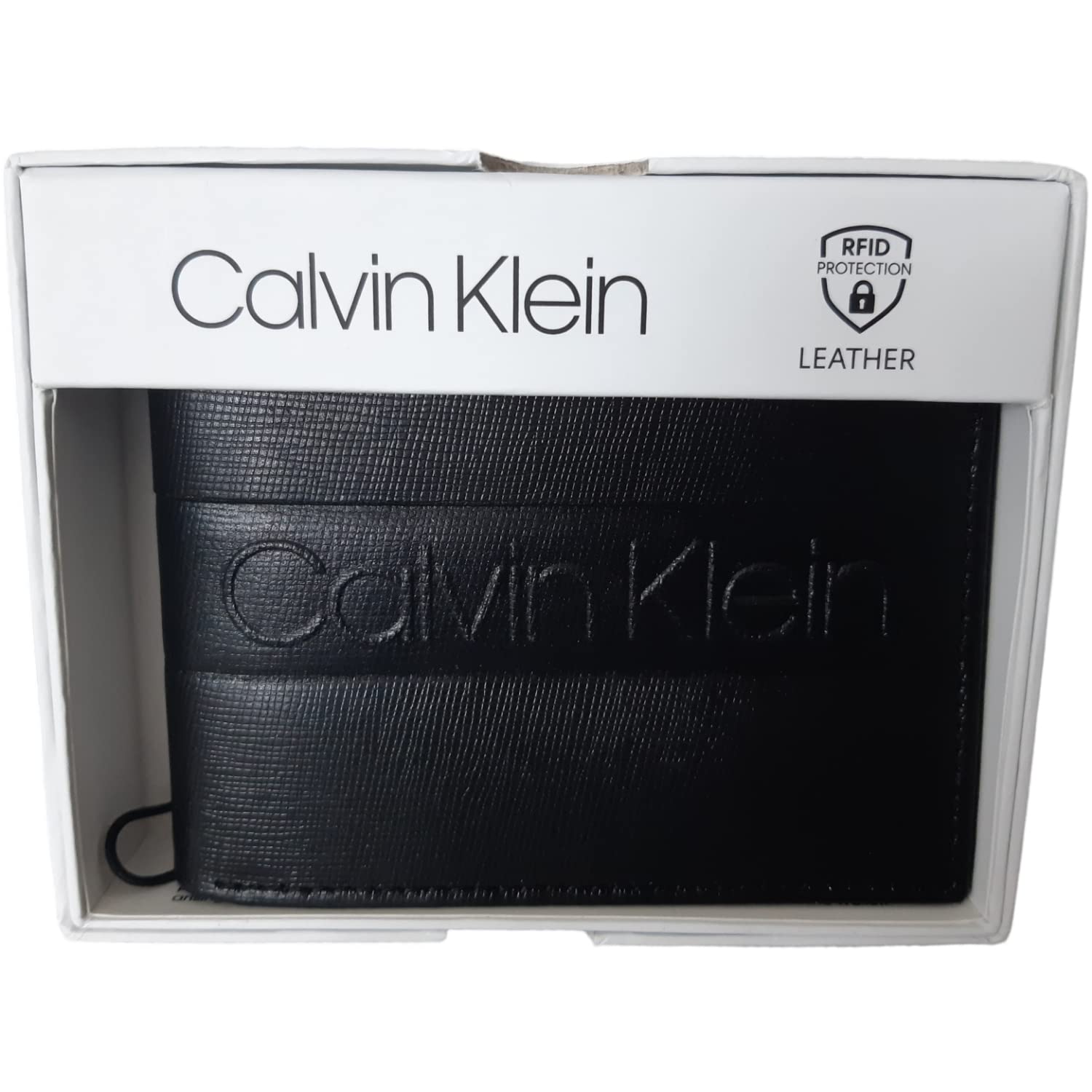 Calvin Klein Men's Genuine Leather Wallet with RFID Protection, Black, Standard, American