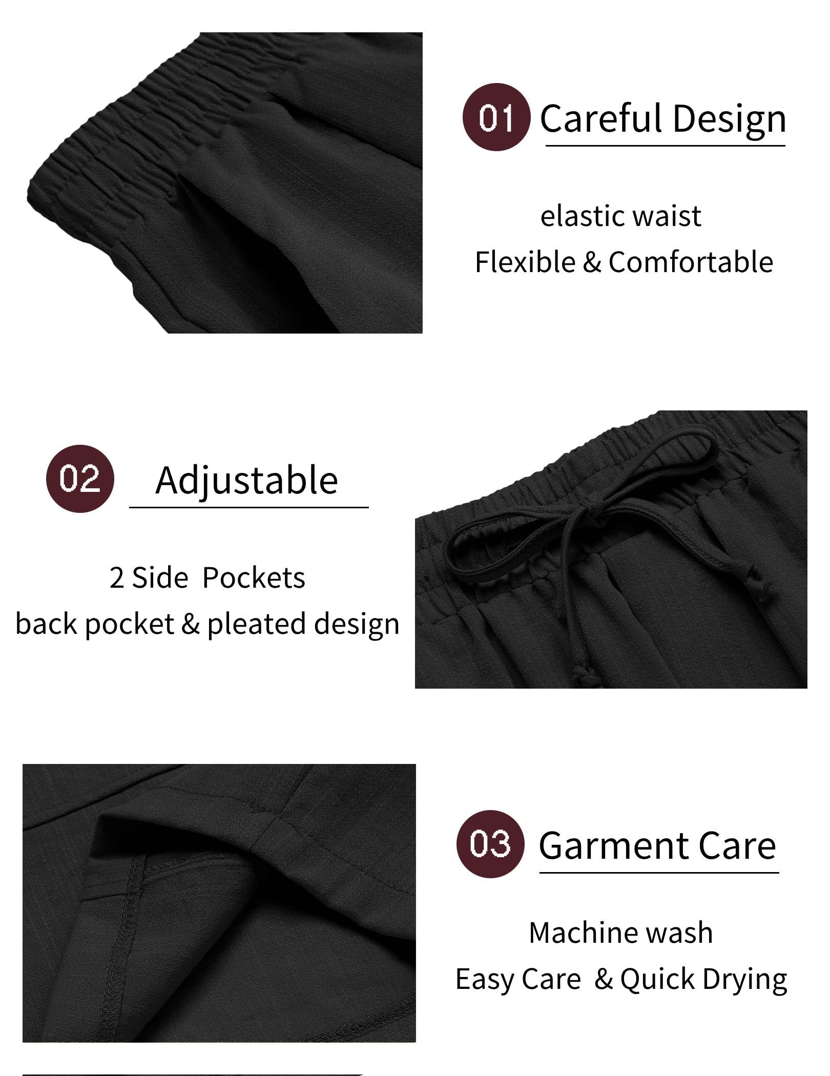 COOFANDY Men's 2 Piece Linen Set Short Sleeve Henley Shirts and Shorts Summer Beach Yoga Pants Set