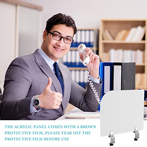 Crtiin 2 Pcs 23 x 18 Inch Desk Divider for Office Privacy Partitions Students Desk Folders Boards Shields Clamp on Privacy Divider Panel Acrylic Noise Reducing for Office Desktop Classroom