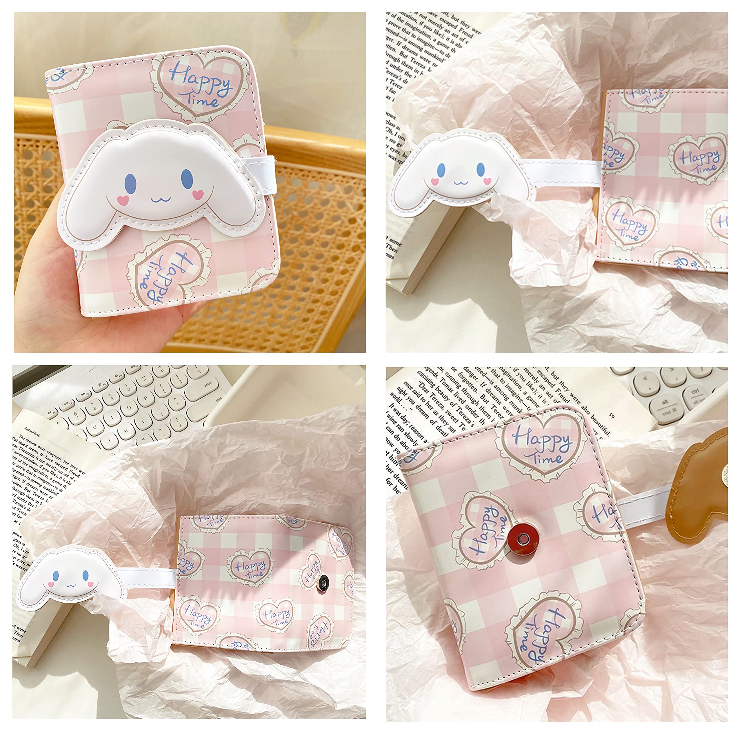 Cute Small Wallet for Girls and Women, Dog Purse Coin Holder Card Organizer, Beige 2Pcs Set