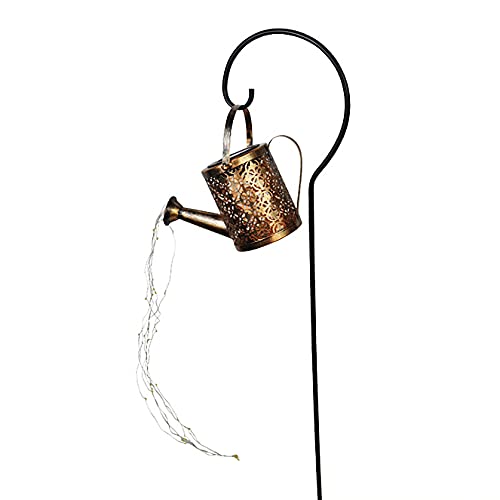 WWahuayuan 7.9Inch Watering Can Lights Solar Powered, Garden Solar Lantern Waterproof, Outdoor Hanging Lamp with Light String for Lawn Patio Yard Pathway Decor