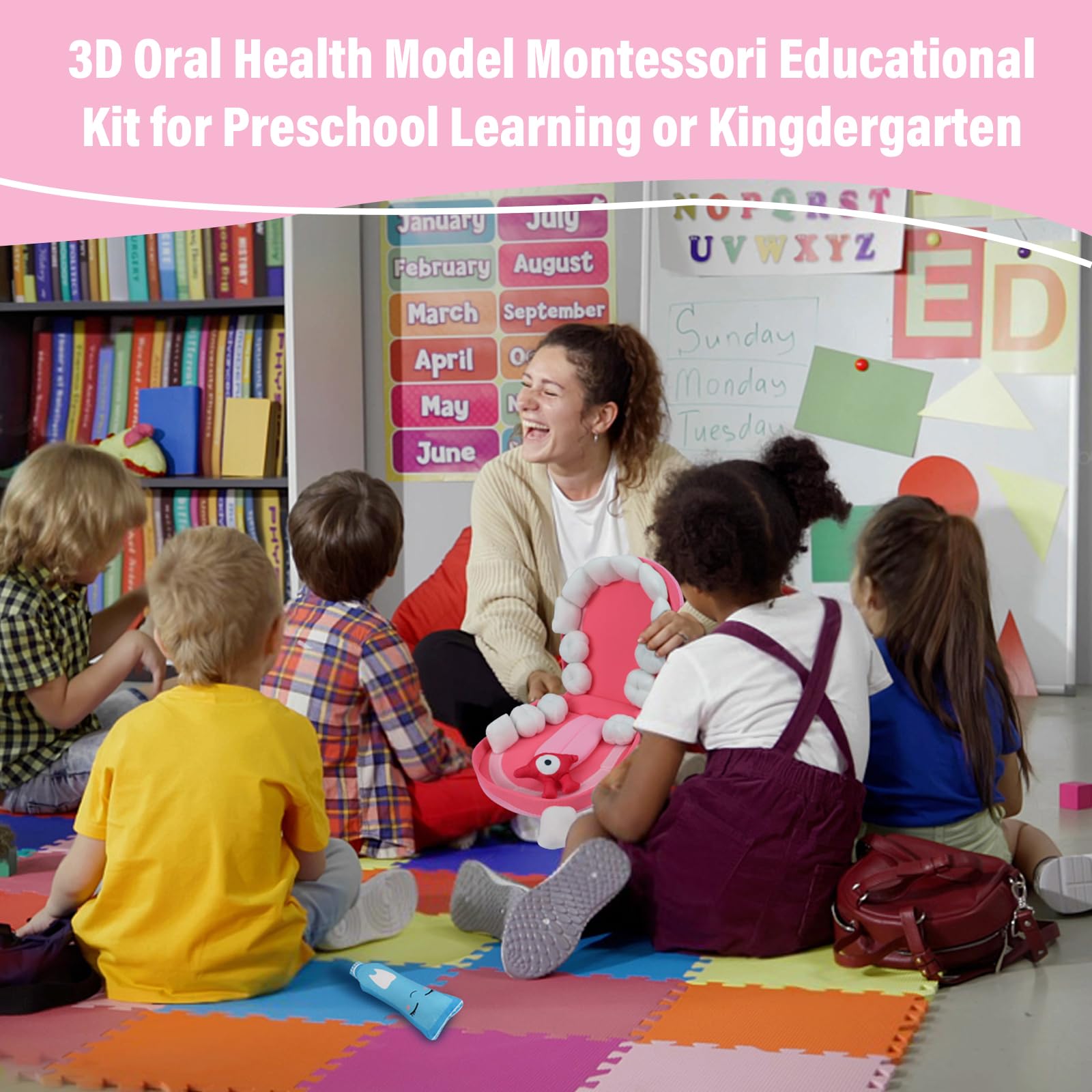 vocheer Educational Plush Toy, Preschool Montessori Educational Toys for Kids, Teaching Kid How to Protect Teeth and Learning What in Their Oral
