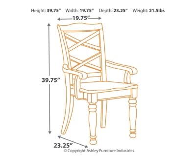 Signature Design by Ashley Porter Traditional Hand Finished Rustic Dining Arm Chair, Set of 2, Brown