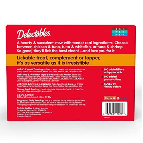 Hartz Delectables Stew Lickable Wet Cat Treats for Adult & Senior Cats, Variety Pack, 30 Count