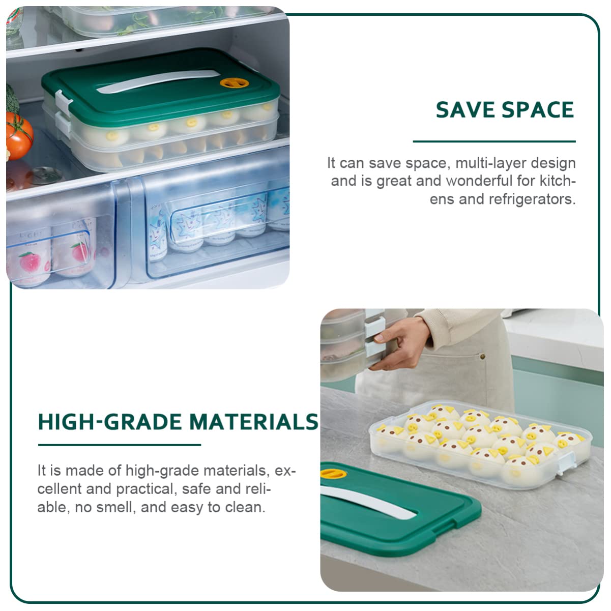 DOITOOL Refrigerator Drawer Organizer Refrigerator Food Storage Box Box Crisper Plastic Ravioli Plate Dumpling Organizer Box Fridge Egg Organizer