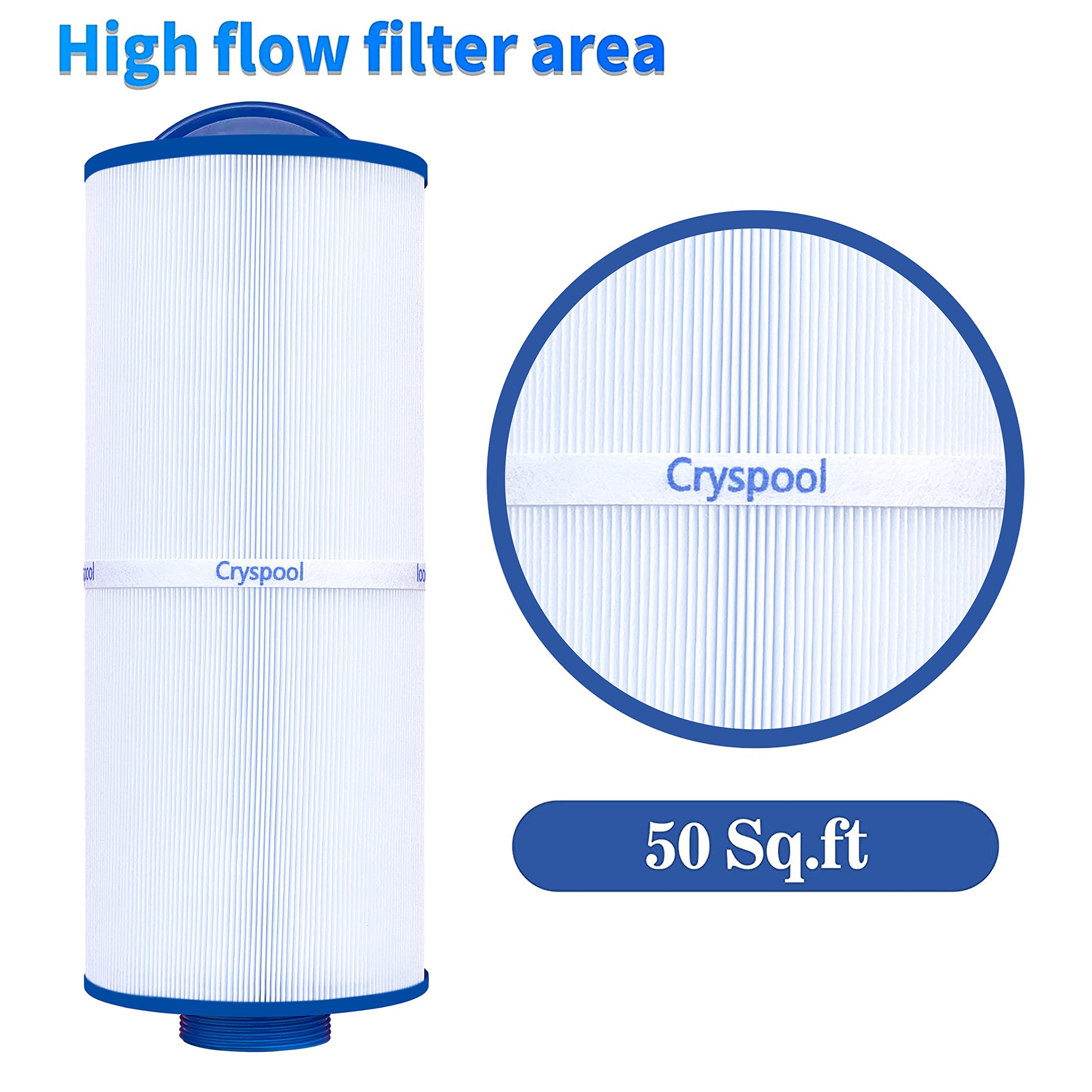 Cryspool 2" MPT-Thread Spa Filter Compatible with Marquis Spa 20041, 20091, 370-0237, 5ch-502, Marquis 50, PPM50SC-F2M, FC-0195, Cal Spa FIL11100202, 50 sq.ft, 2 Pack