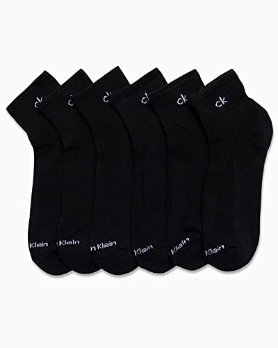 Calvin Klein Men's High Quarter Socks - 12 Pack Breathable Soft Cushion Mini Crew Athletic Socks for Men (Shoe Size: 6-12.5), Size 7-12, Black/White