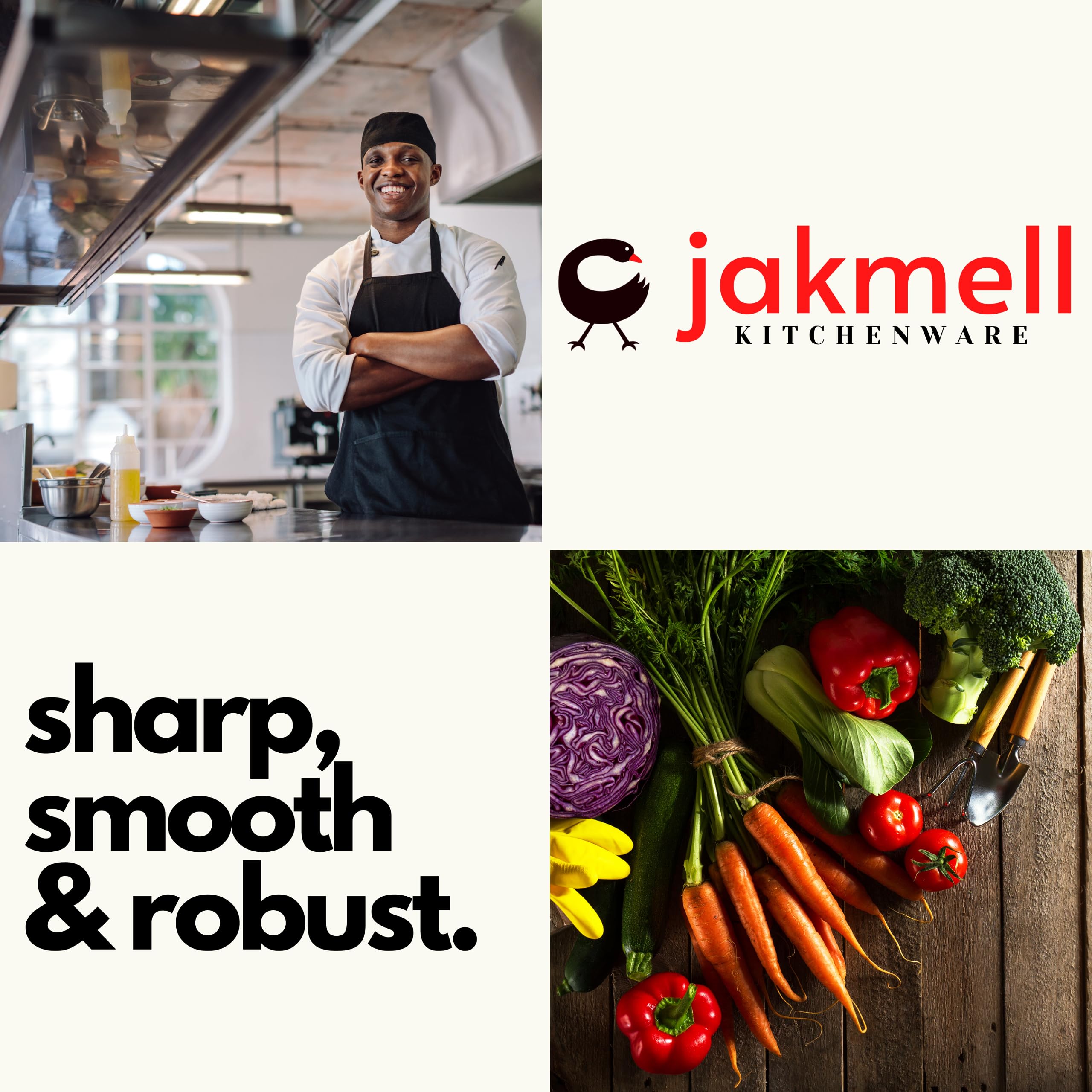 Jakmell Kitchenware 4 Inch Serrated Paring Knife with Black Handle, Stainless Steel Kitchen Knife with Durable Handle, All-Purpose Small Kitchen Utility Knife