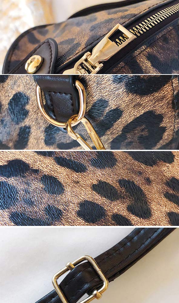 QZUnique Women's Sexy Leopard Print Handbag Triangle Shoulder Bag PU Leather Crossbody Purse