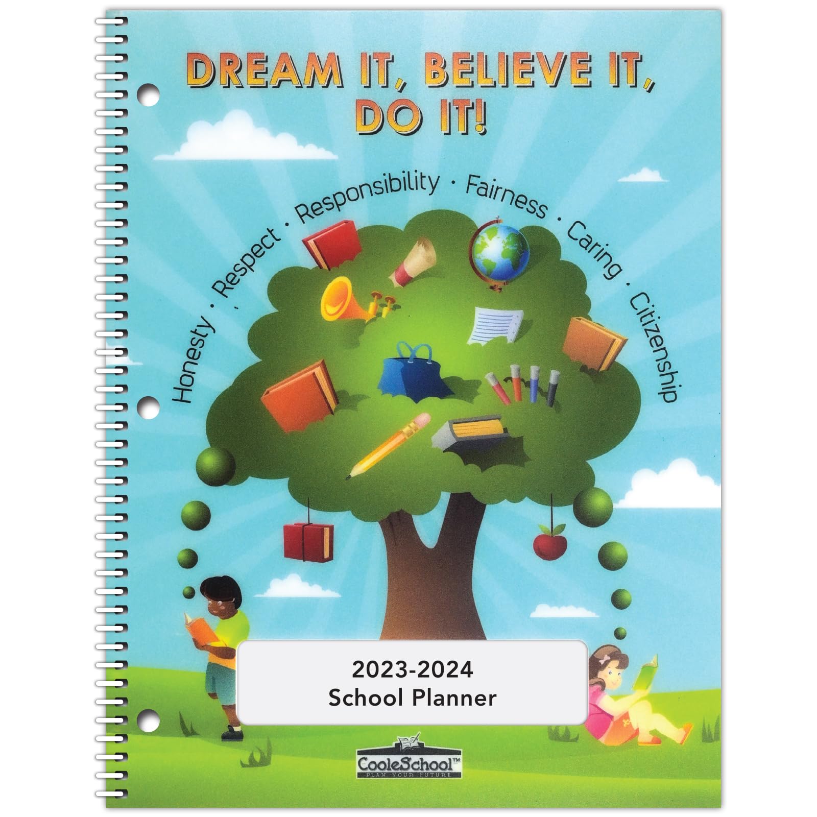 Coole School 2023-2024 Elementary Student Planner - 8.5" x 11" - Dream It, Believe It, Do It - Durable Poly Plastic Cover