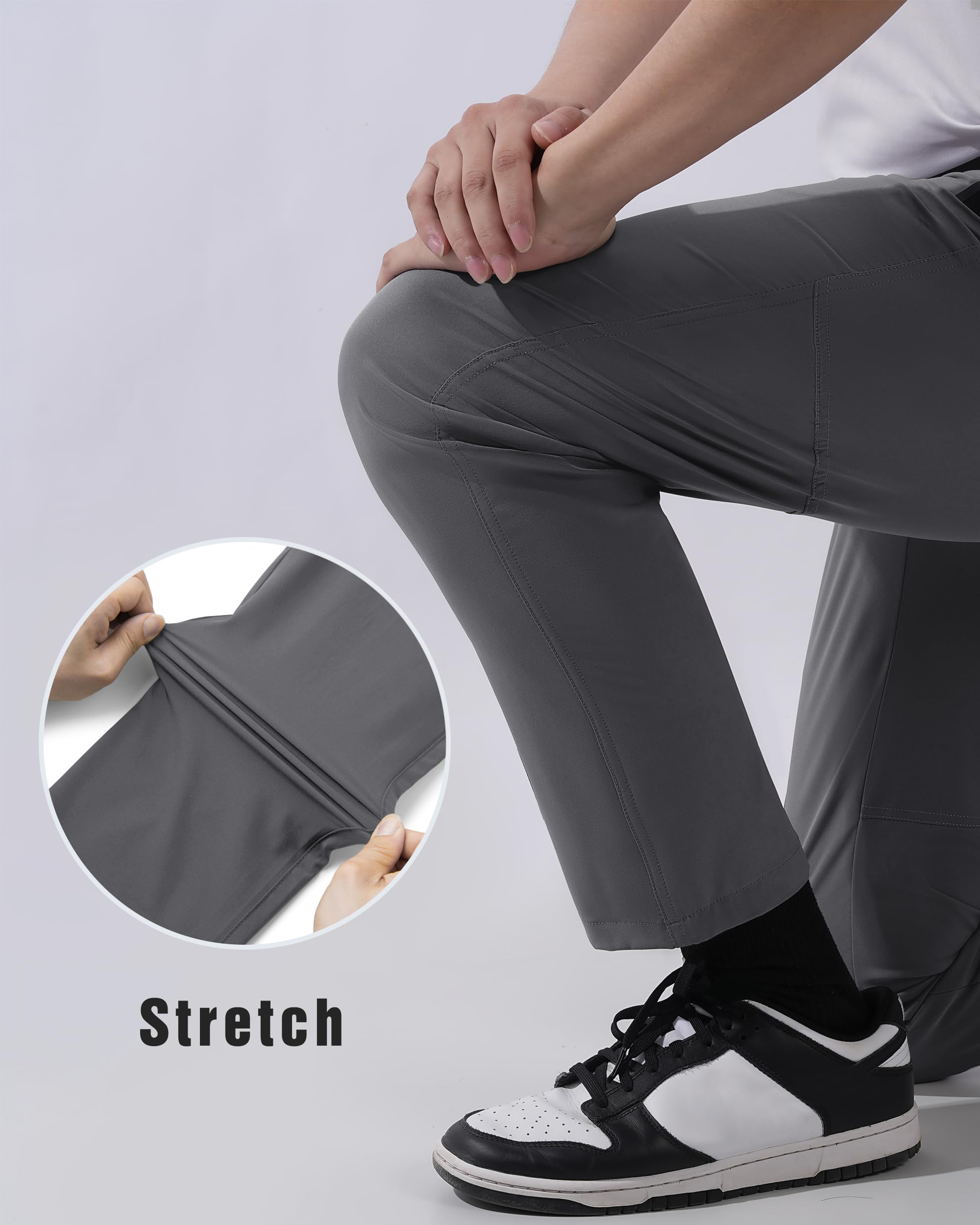 BIYLACLESEN Men Sweatpants for Mens Joggers with Pockets Men Athletic Track Workout Sweat Pants Men Summer Lightweight Quick Dry Pants Dark Grey 36