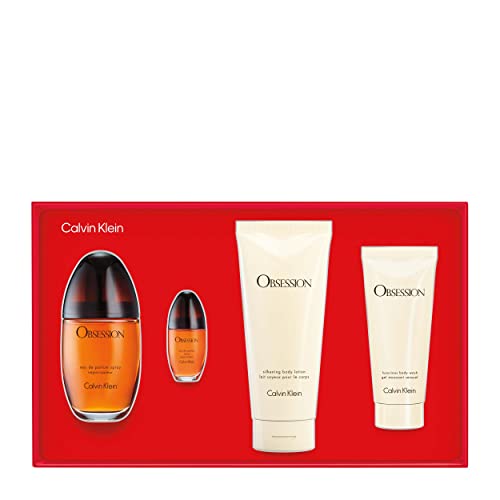 Calvin Klein Obsession for Women 4-Piece Fragrance Holiday Gift Set (3.3 Fl Oz, 6.7 FL Oz, 3.3 Fl Oz, .55 Fl Oz)