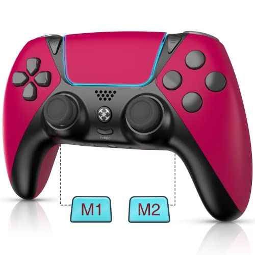 Wireless Controller for PS4 Controller, AUGEX Ymir Game Remote for Playstation 4 Controller with Turbo, Steam Gamepad Work with Back Paddles, Scuf Controllers for PS4/Pro/Silm/PC/IOS -Cosmic Red