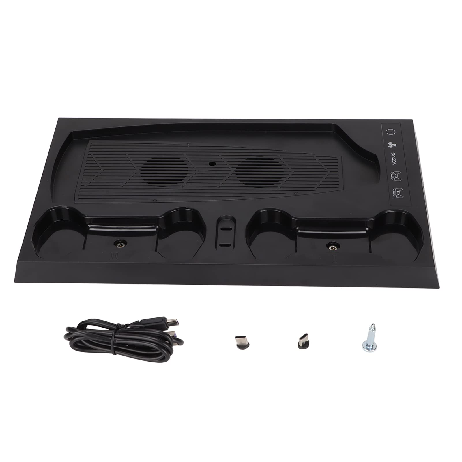 Cuifati Game Console Cooling Fan Stand, Multifunction Cooling Stand for PS5 Cooling Stand with Dual Fast Charging Station