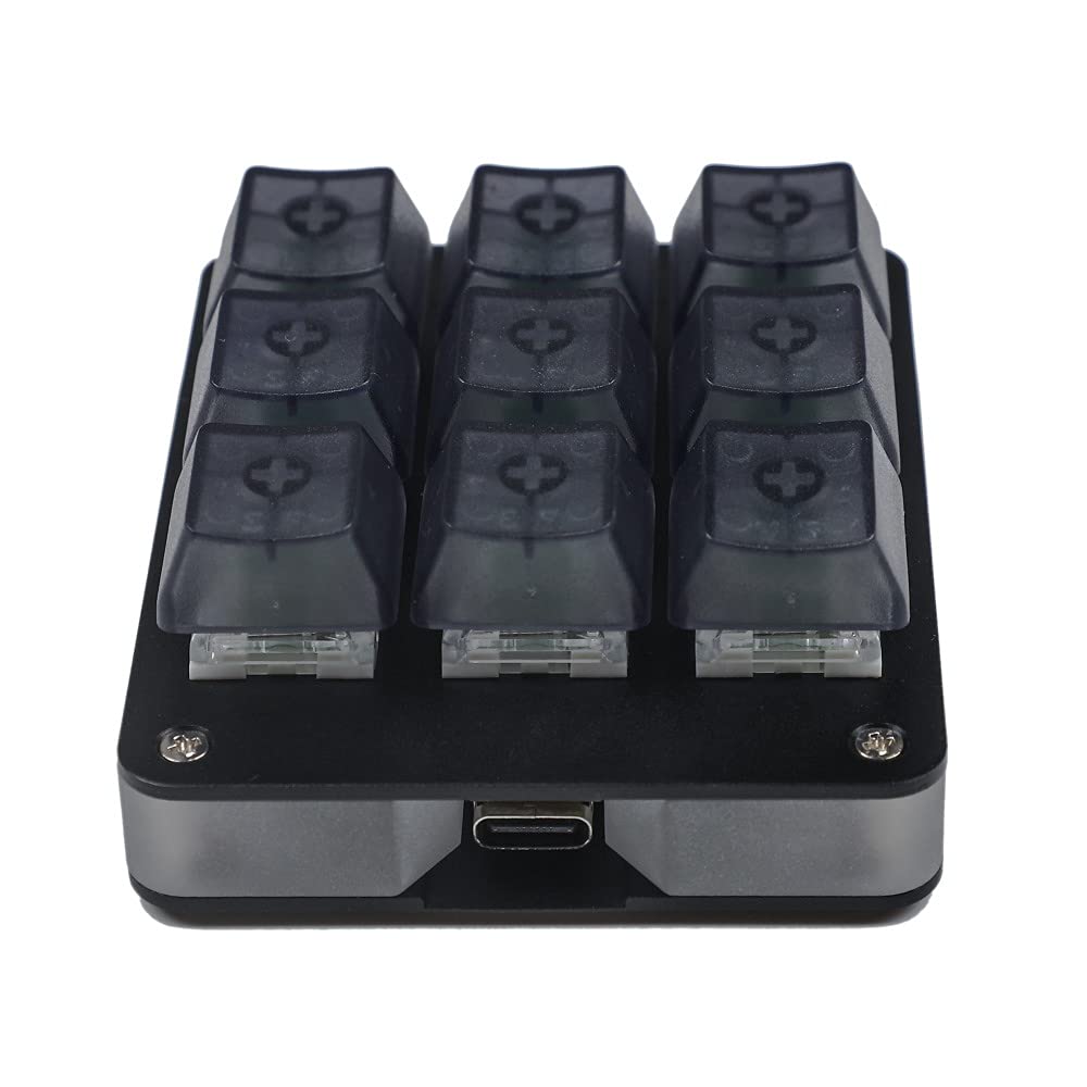 YMDK 9 Key CNC Aluminum QMK VIA Hotswap RGB Support Macro Type C Gateron Pro Yellow Switches Mechanical Keyboard Numpad for Gaming Photoshop (Black Case Black Caps)