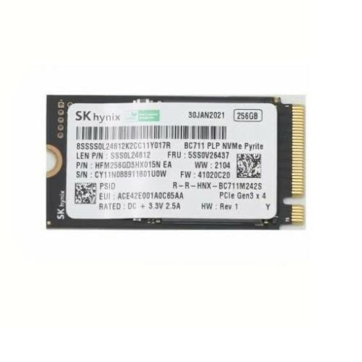 Computer Upgrade King Hynix BC711 (HFM256GD3HX015N) 256GB M.2 2242 PCIe NVMe Internal Solid State Drive (SSD) Bulk OEM Tray