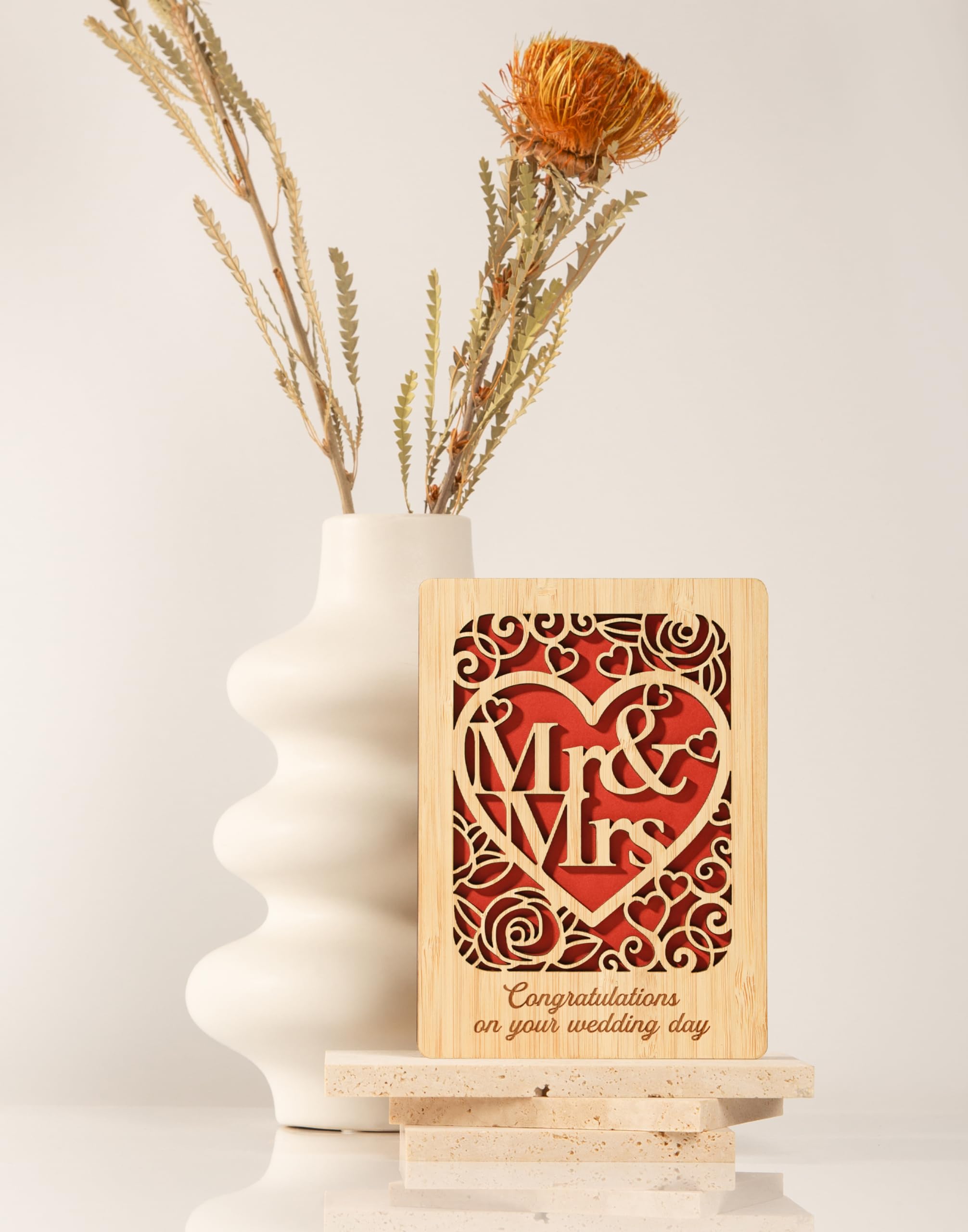GiftChant Wedding Card, Bamboo Wedding Shower Card Gifts for Couples, Funny Bridal Shower Card for Bride To Be, Handmade Wedding Cards Congratulations for Bride and Groom, Mr Mrs Keepsake