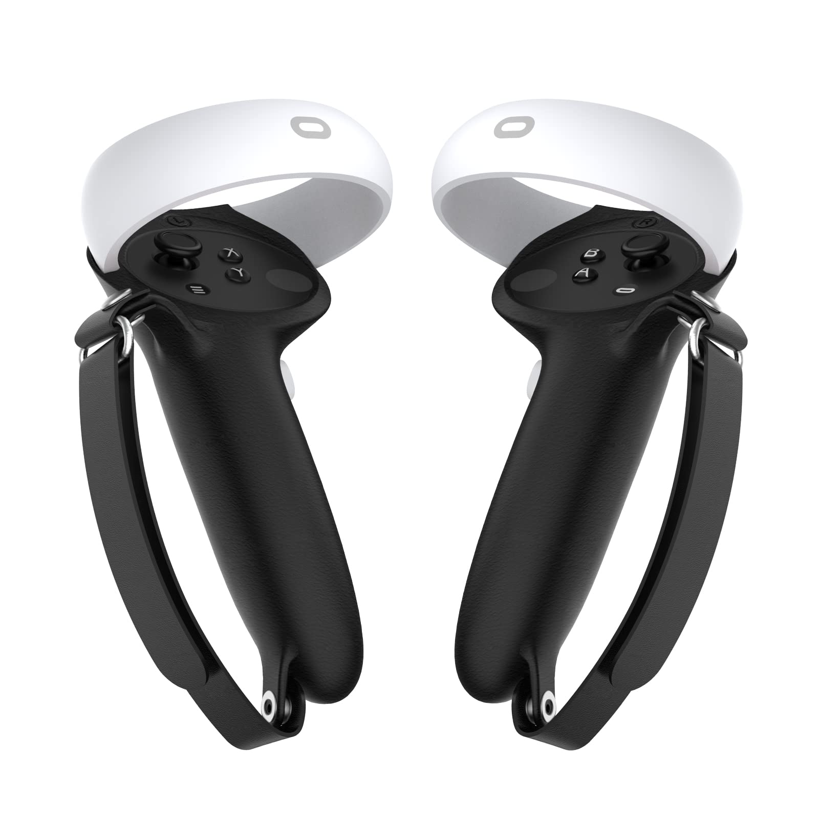 XFORTEN Controller Extension Grips Cover for Oculus Quest 2, Controller Protector with Adjustable Knuckle Straps, for Enhanced Comfort in VR Game Accessories and Beat Saber (Black)…